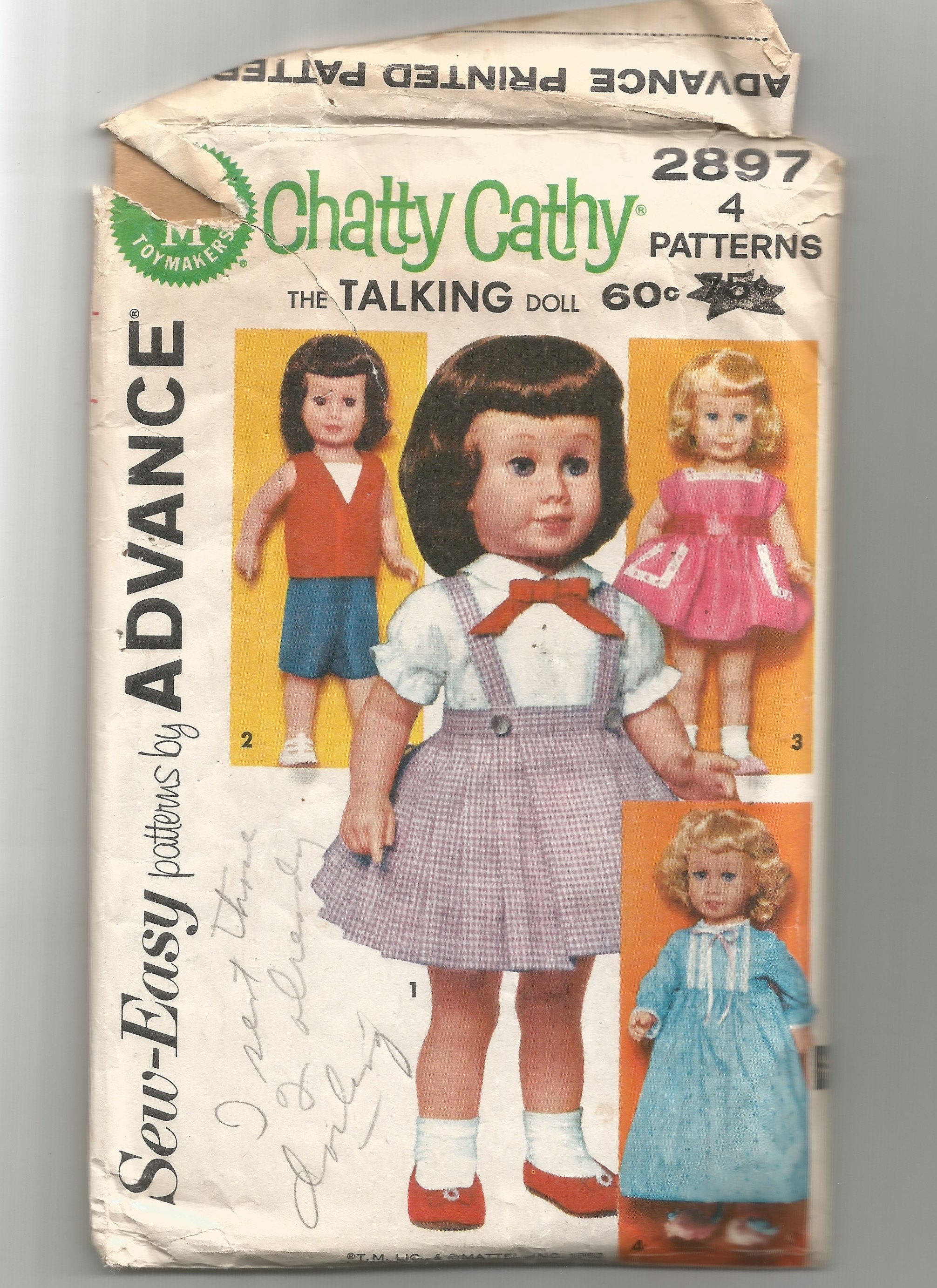 2897 Advance Sewing Pattern Chatty Cathy Doll Dress Pleated Skirt ...