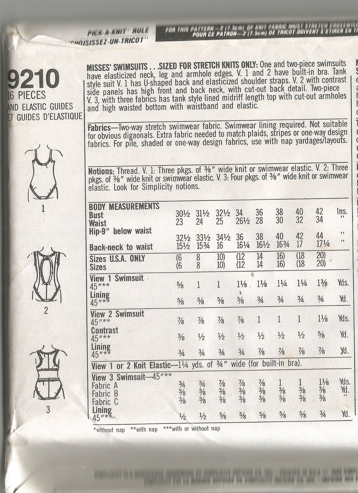 9210 Simplicity Sewing Pattern UNCUT Swimsuits Stretch Knits - Etsy