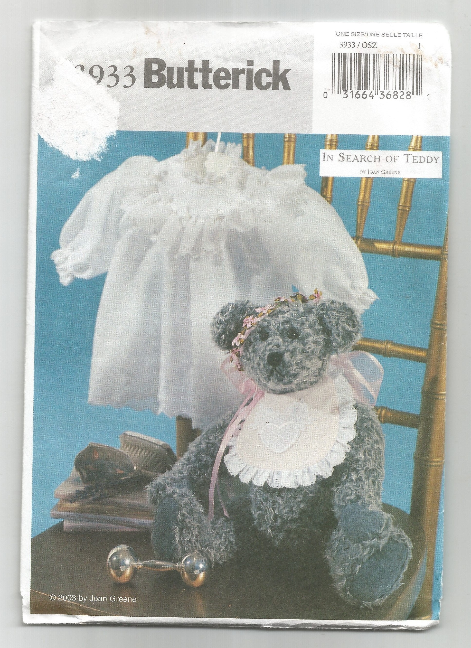 3933 Butterick Sewing Pattern UNCUT 16 Inch Victorian Bear Jointed Arms ...