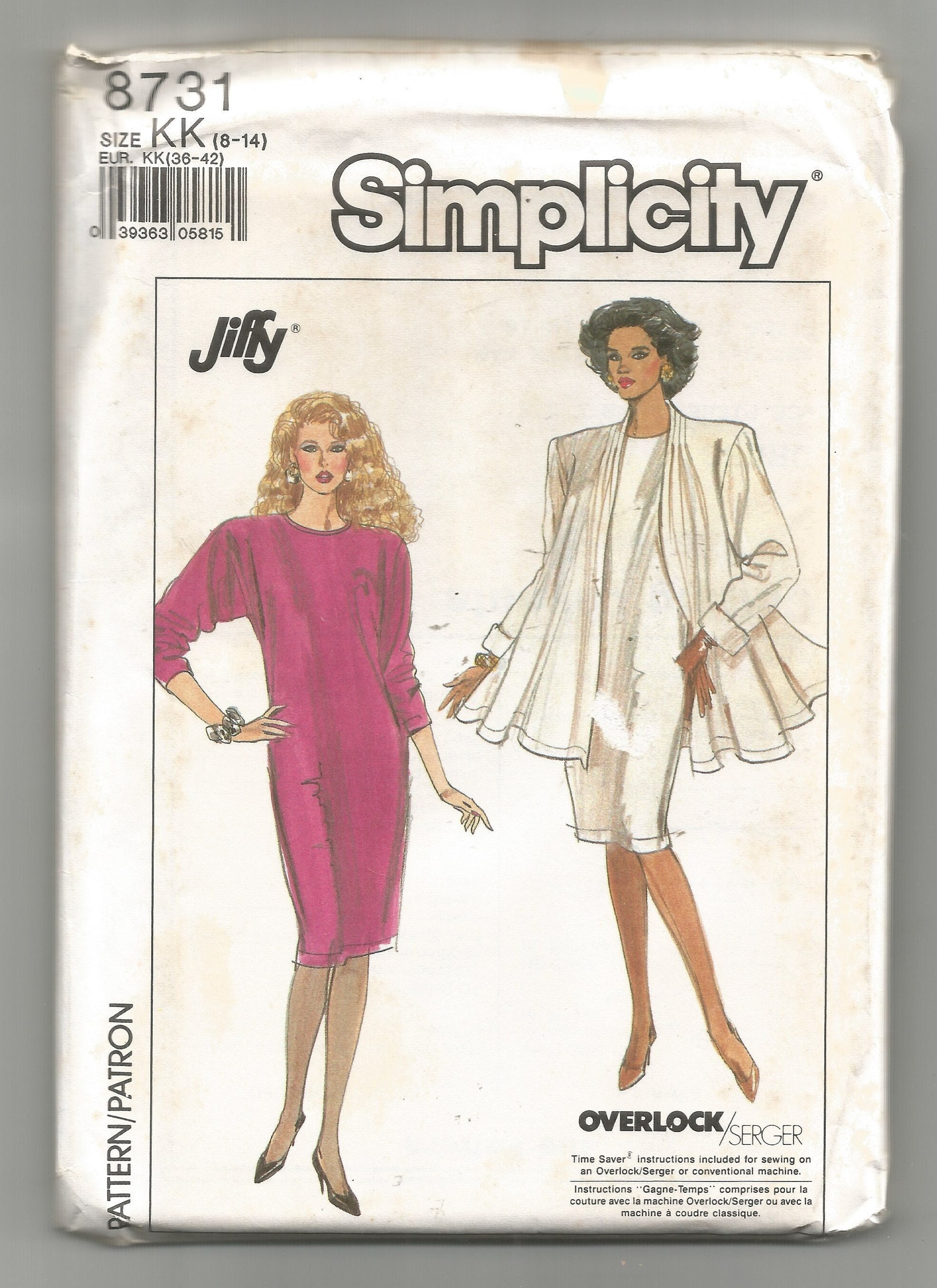 8731 Simplicity Sewing Pattern UNCUT Semi Fitted Dress Unlined Jacket ...