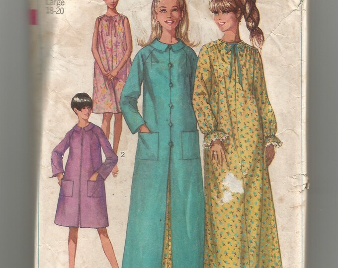7363 Simplicity. Sewing Pattern Robe & Nightgown Size Large 18/20 ...