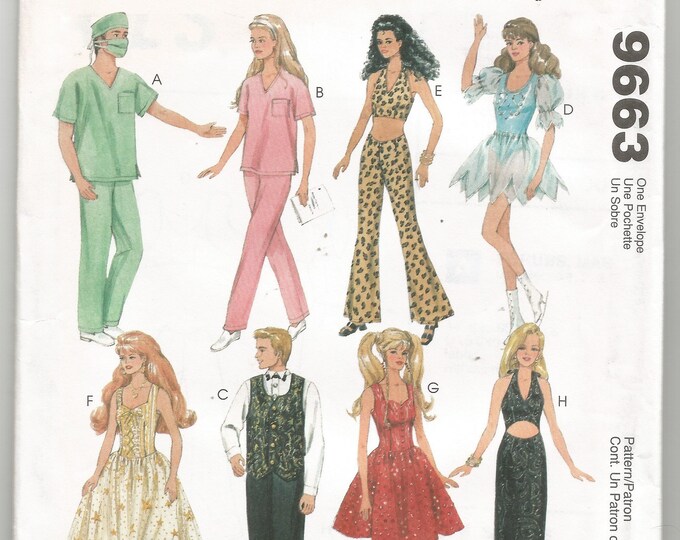 9663 Mccalls Sewing Pattern Boy and Girl Fashion Doll Clothes Scrubs ...