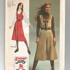 9102 Simplicity Sewing Pattern Vest Midi Pantskirt Skirt Pants Size 12 ...