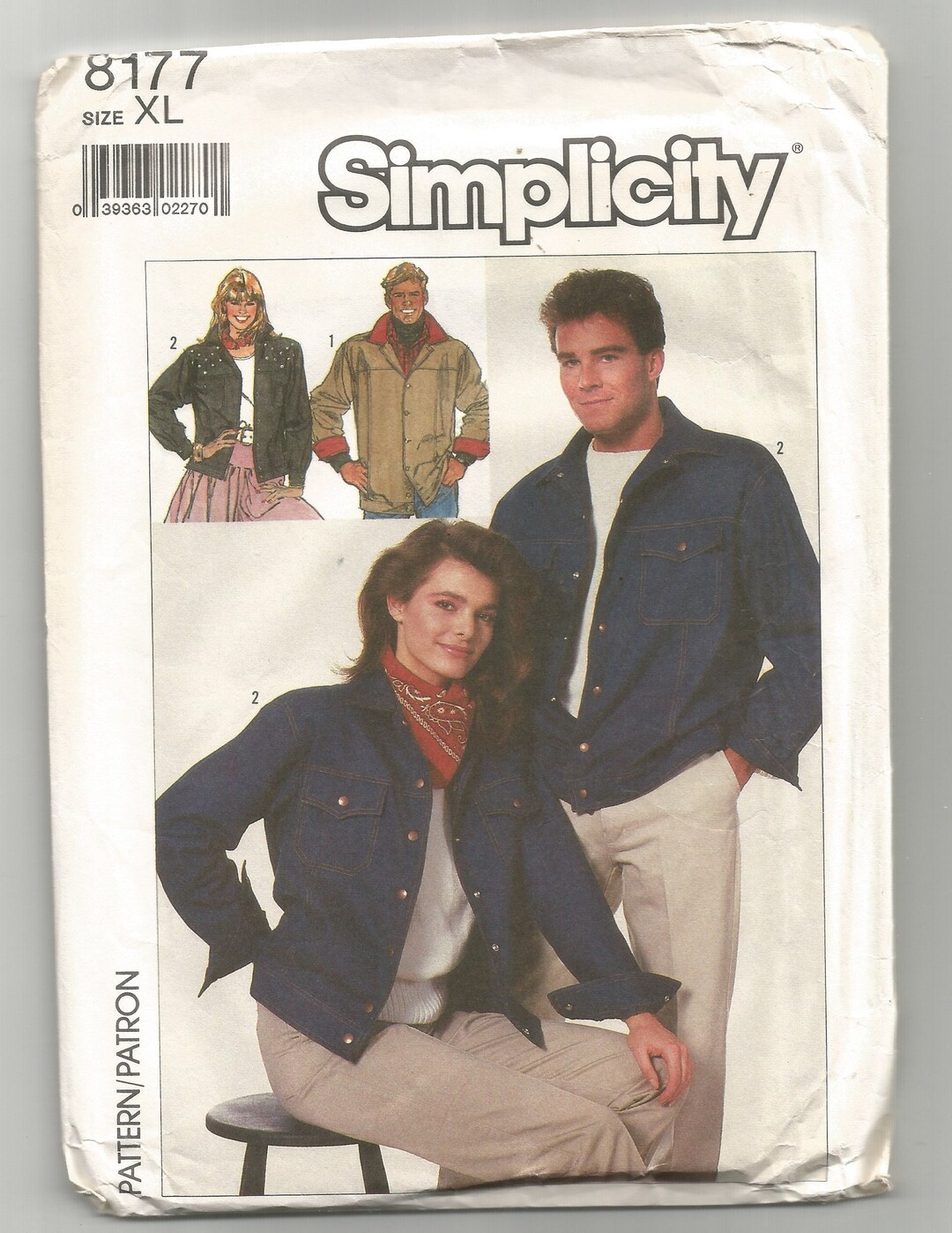 8177 Simplicity Sewing Pattern Loose Fitting Unlined Jacket Size XL ...
