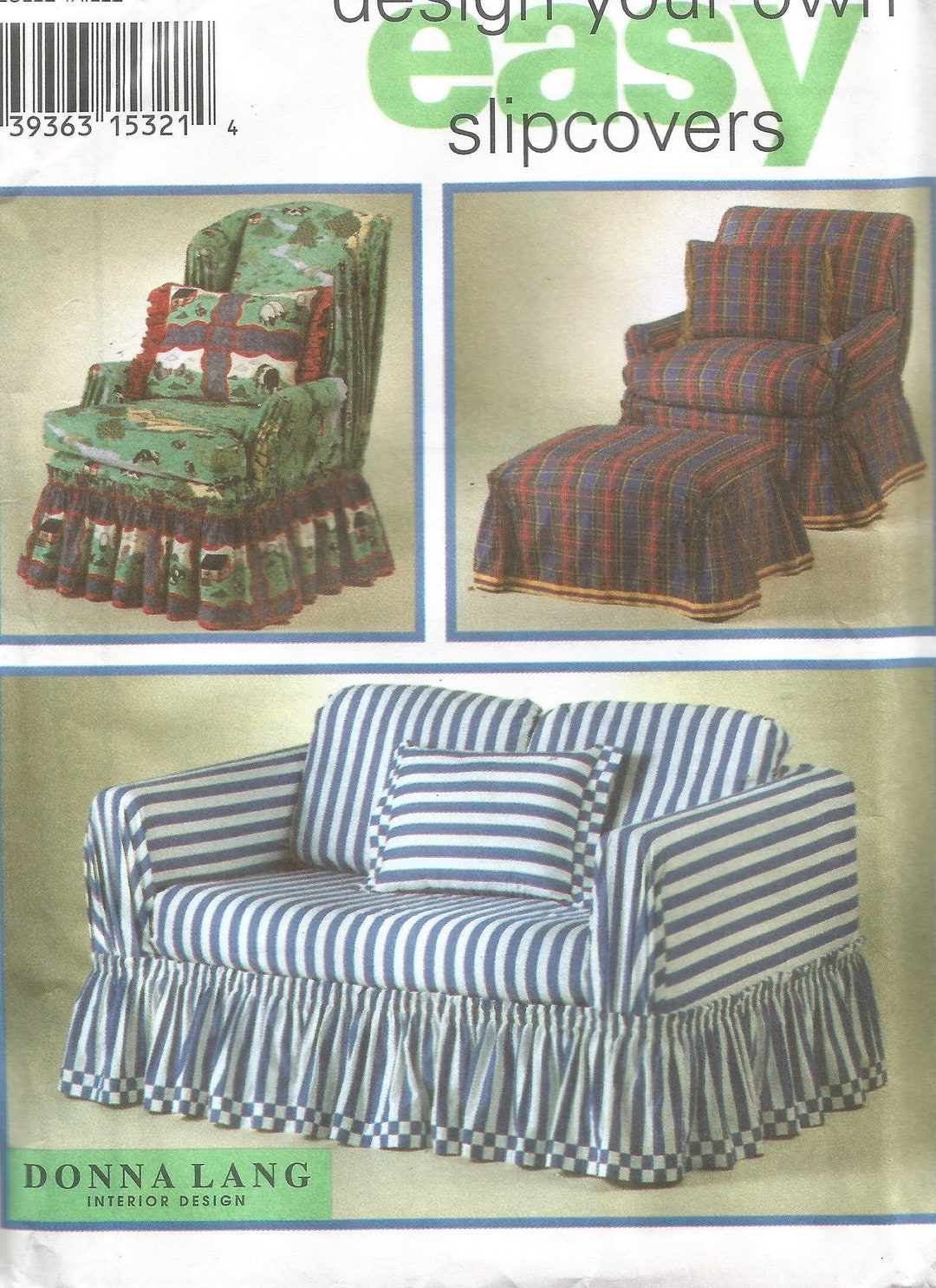 8978 Simplicity Sewing Pattern UNCUT Furniture Slip Covers Couch Chair ...