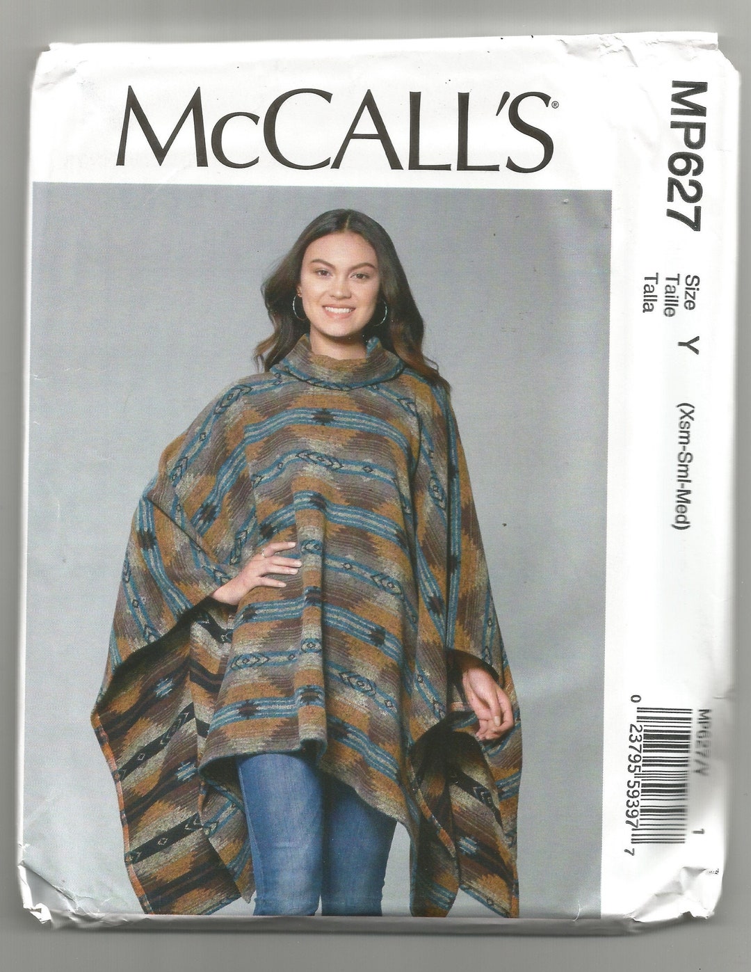 627 Mccalls Sewing Pattern Over Sized Poncho Shaped Hemline UNCUT - Etsy