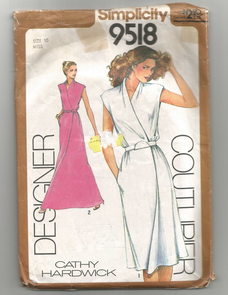 9518 Simplicity Sewing Pattern Mock Wrap Dress Choice Length - Etsy