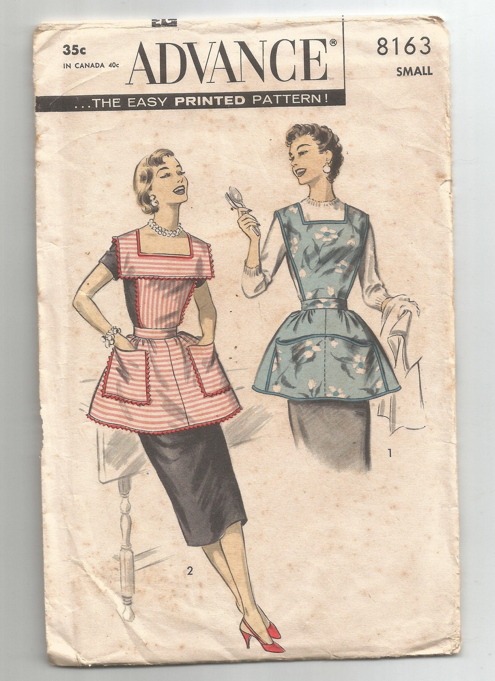 8163 Advance Sewing Pattern Farmhouse Apron Full Vintage Kitchen ...