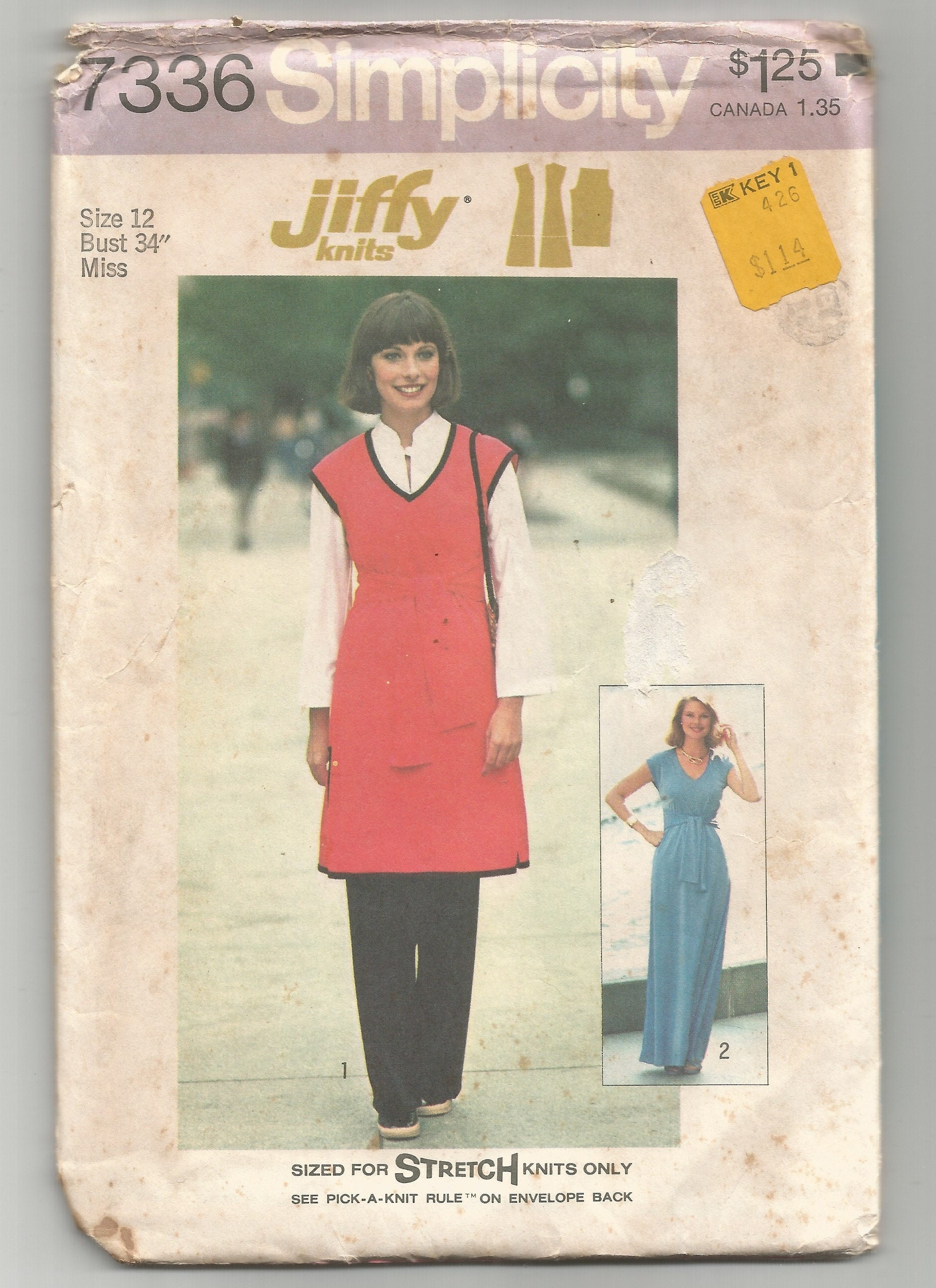 7336 Simplicity Sewing Pattern UNCUT Knit Fabric Pullover Dress Vest ...
