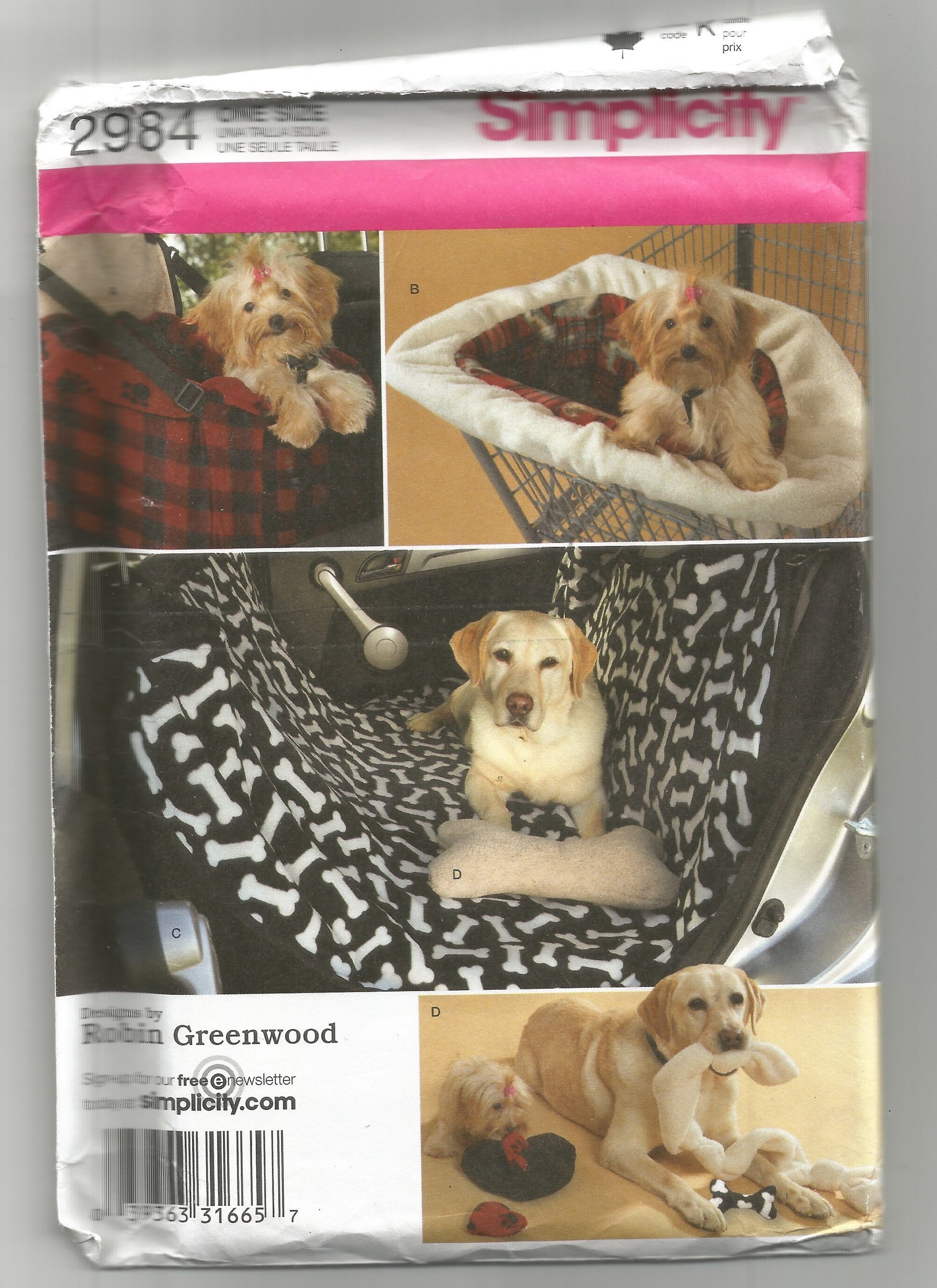 2984 Simplicity Sewing Pattern UNCUT Travel Accessories for Dogs Car ...