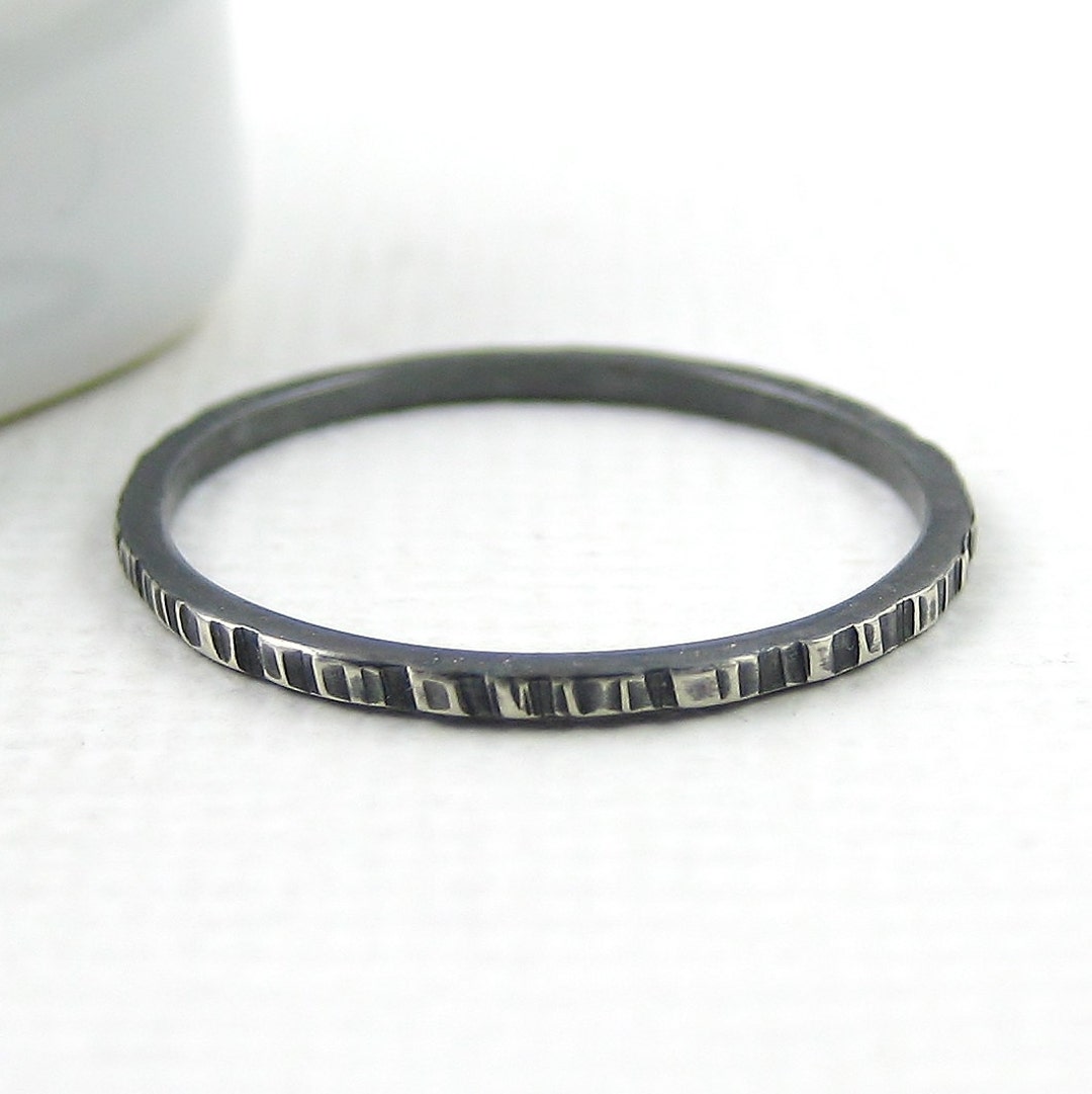 Silver Stacking Ring, Tree Bark Stacking Ring, Sterling Silver Stacking ...