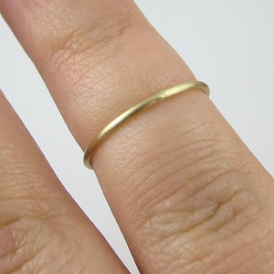 Brushed Thin Gold Ring, Thin Wedding Band, Skinny Gold Stacking Ring, Thin 9K Gold Ring, Solid ...