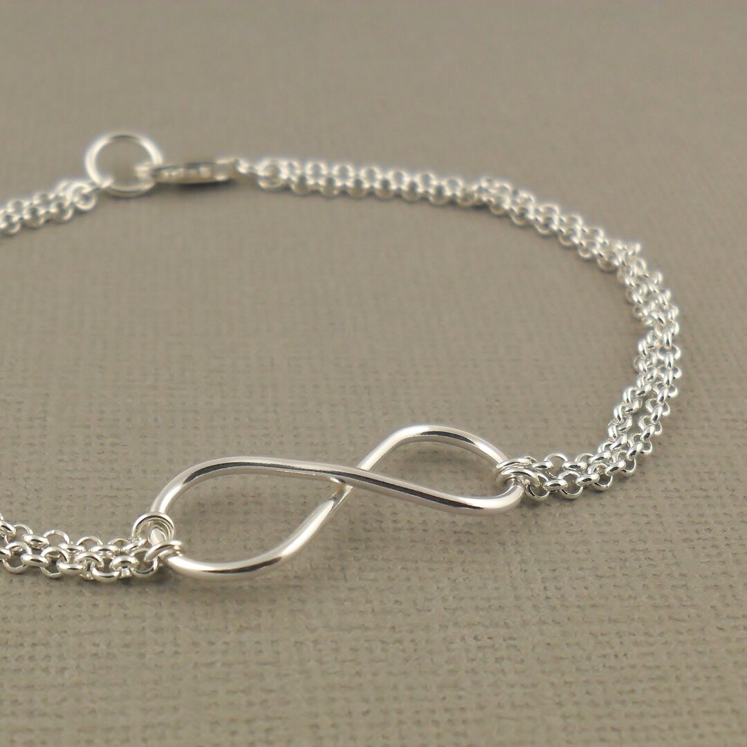 Large Infinity Anklet, Double Chain Infinity Anklet, Sterling Silver Anklet 925, Figure of Eight ...