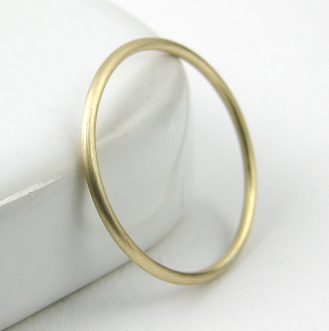 Brushed Thin Gold Ring, Thin Wedding Band, Skinny Gold Stacking Ring ...