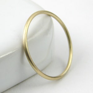 Brushed Thin Gold Ring, Thin Wedding Band, Skinny Gold Stacking Ring, Thin 9K Gold Ring, Solid ...
