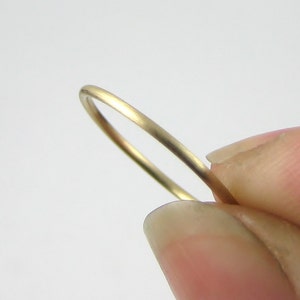 Brushed Thin Gold Ring, Thin Wedding Band, Skinny Gold Stacking Ring, Thin 9K Gold Ring, Solid ...