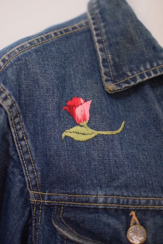 70s Hand Embroidered Jean Jacket/ 1970s Lee Denim Jac… - Gem