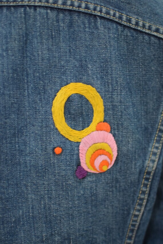 70s Hand Embroidered Jean Jacket/ 1970s Lee Denim Jac… - Gem