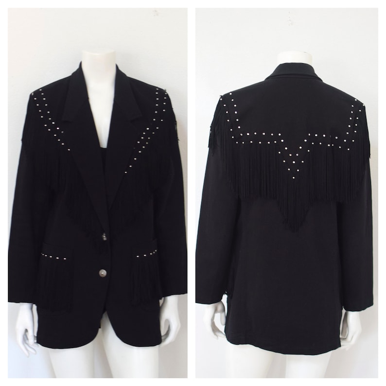 80s Western Fringe Jacket/ Rhinestone Country Jacket/ David | Etsy