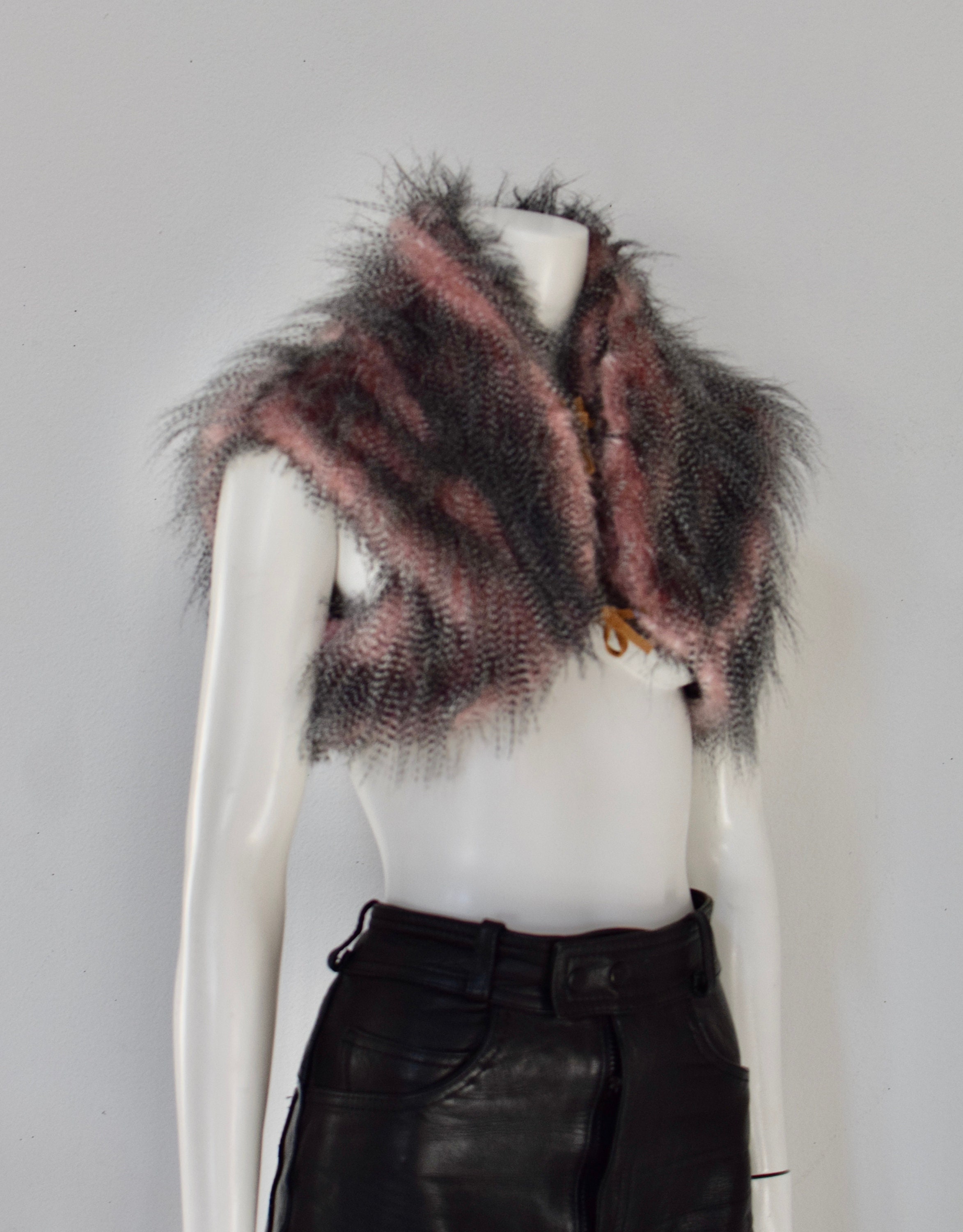 Pink Faux Fur Shrug/ 90s Club Kid Rave Vest/ Necessary | Etsy