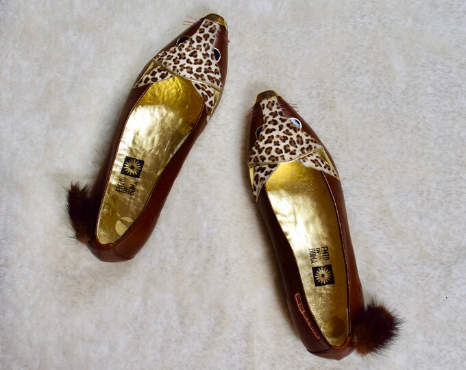 Enzo Di Roma Leopard Flats/ Whimsical Low Heeled Animal Print Shoes ...