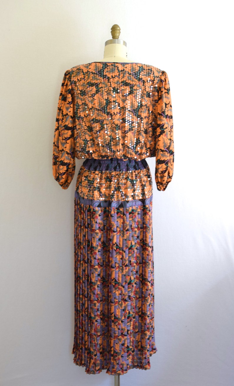 80s Boho Dress/ 1980s Midi Dress/ Mosaic Patterned Dress/ | Etsy