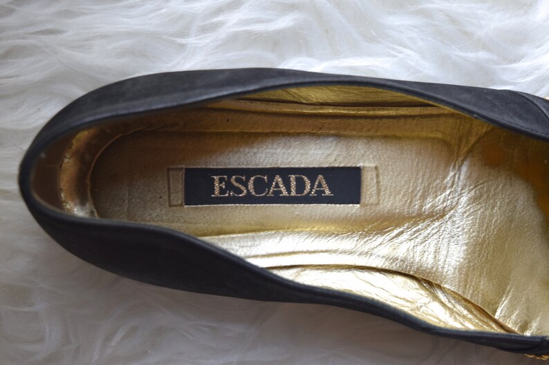 80 Escada Suede Shoes/ Studded Smoking Flats/ Square Toe | Etsy