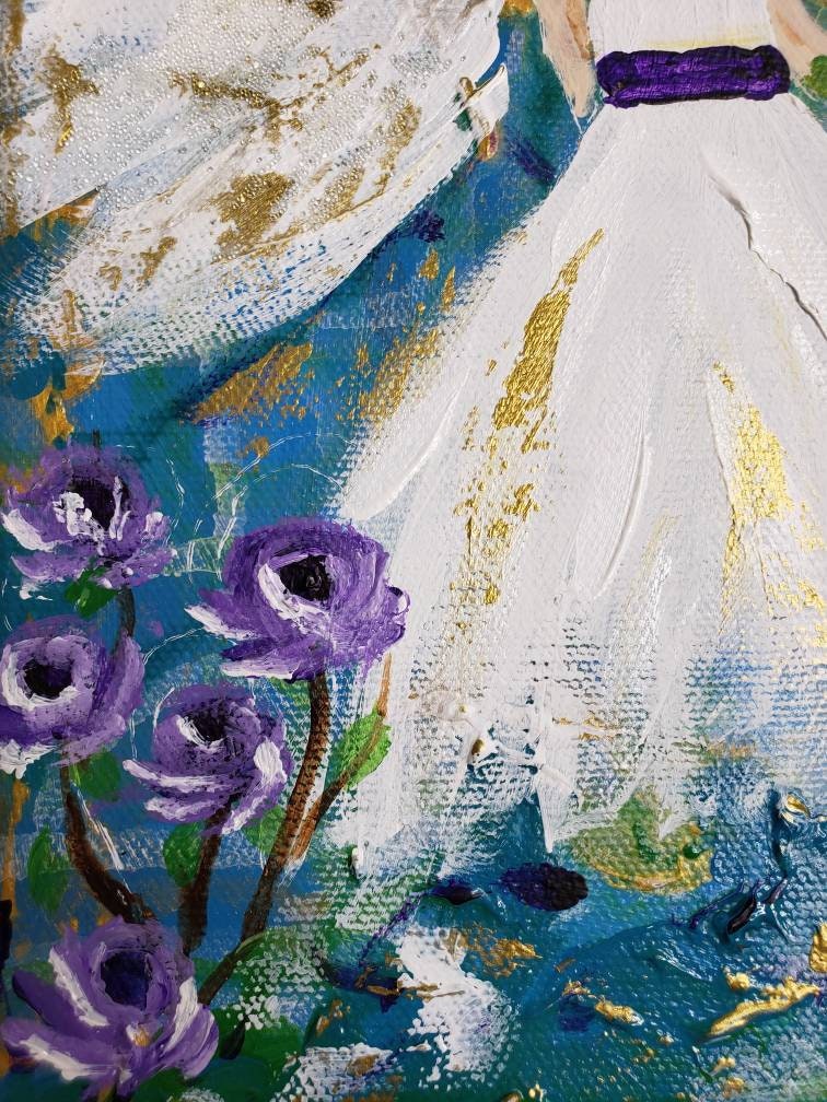 Heavenly Angel Purple Roses Angel Art Painting Faith Believe - Etsy