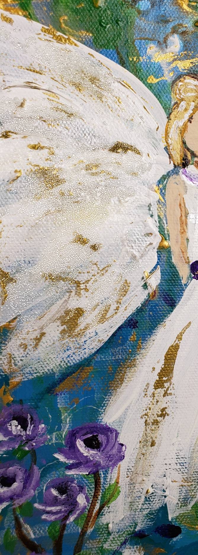 Heavenly Angel Purple Roses Angel Art Painting Faith Believe - Etsy