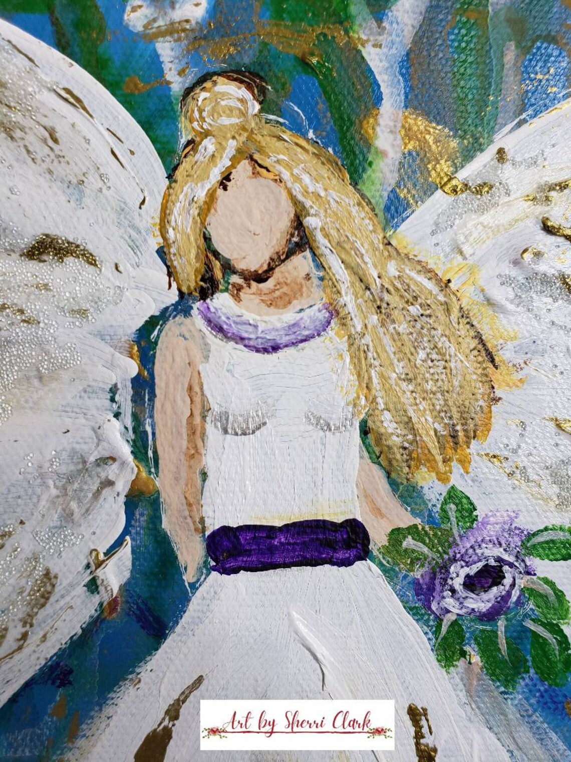 Heavenly Angel Purple Roses Angel Art Painting Faith Believe - Etsy