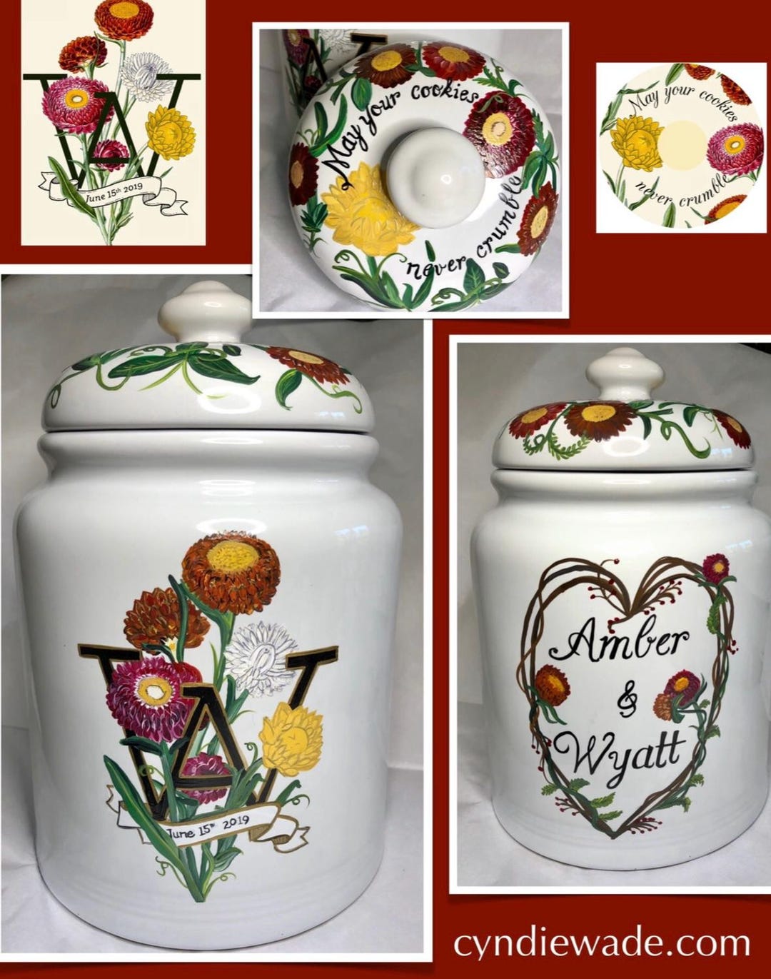 Wedding Monogram Cookie, Custom Painted Cookie, Wedding Logo, Custom Cookie Jar, Wedding Gift ...