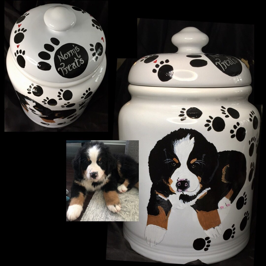Custom Cookie Jar, Custom Art Painted Jar Dog Treat Jar Canister ...