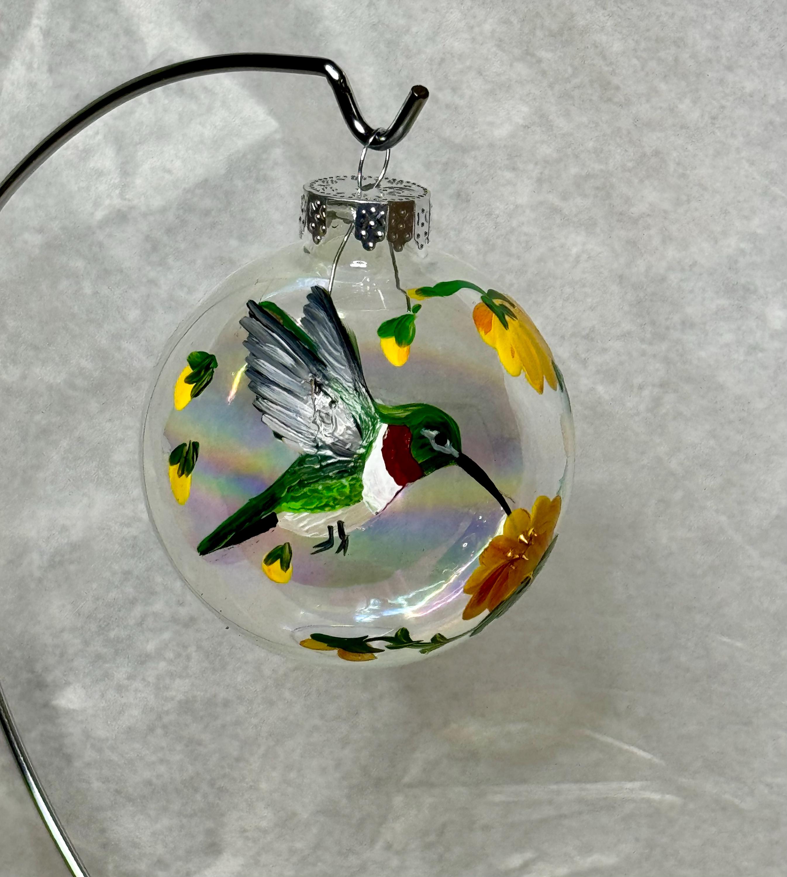 Set of 6 Hummingbird Christmas Ornaments, Hand Painted Hummingbirds ...
