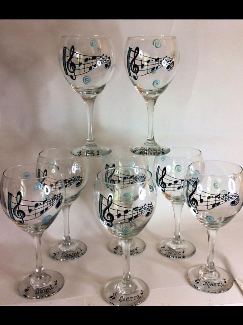 Music Note Wine Glass Personalized Musical Wine Glass Music | Etsy