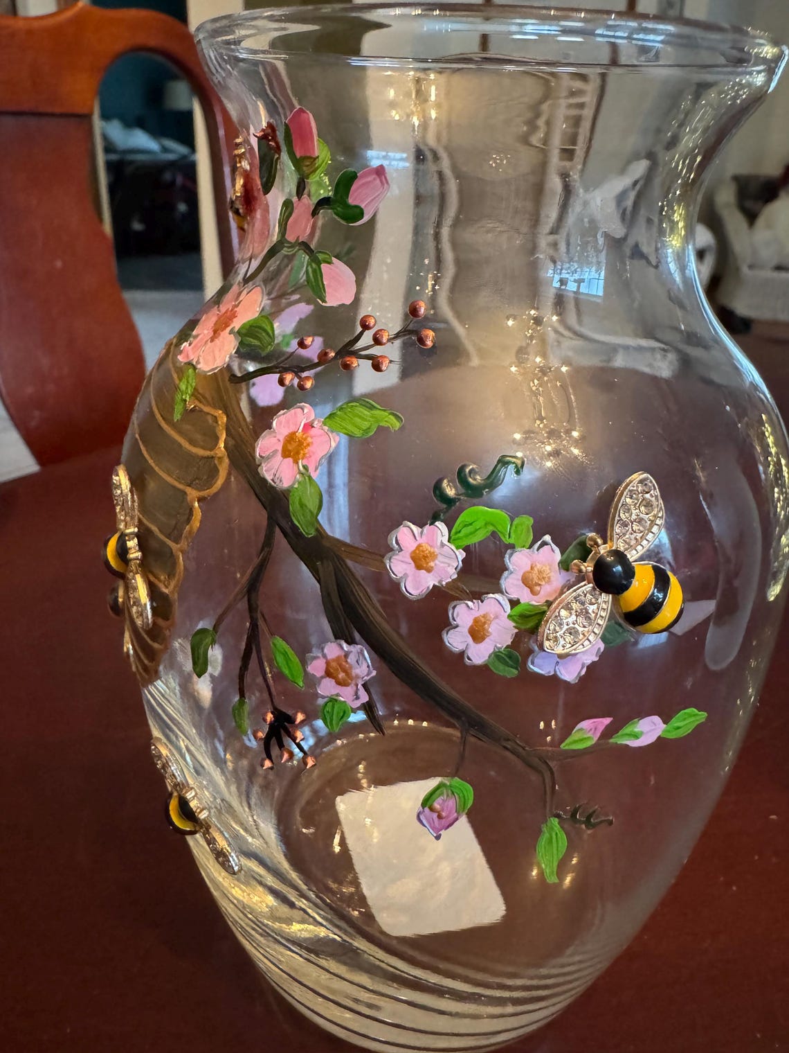 Painted Beehive Flower Vase, Painted Beehive With 3D Honey Bees and ...
