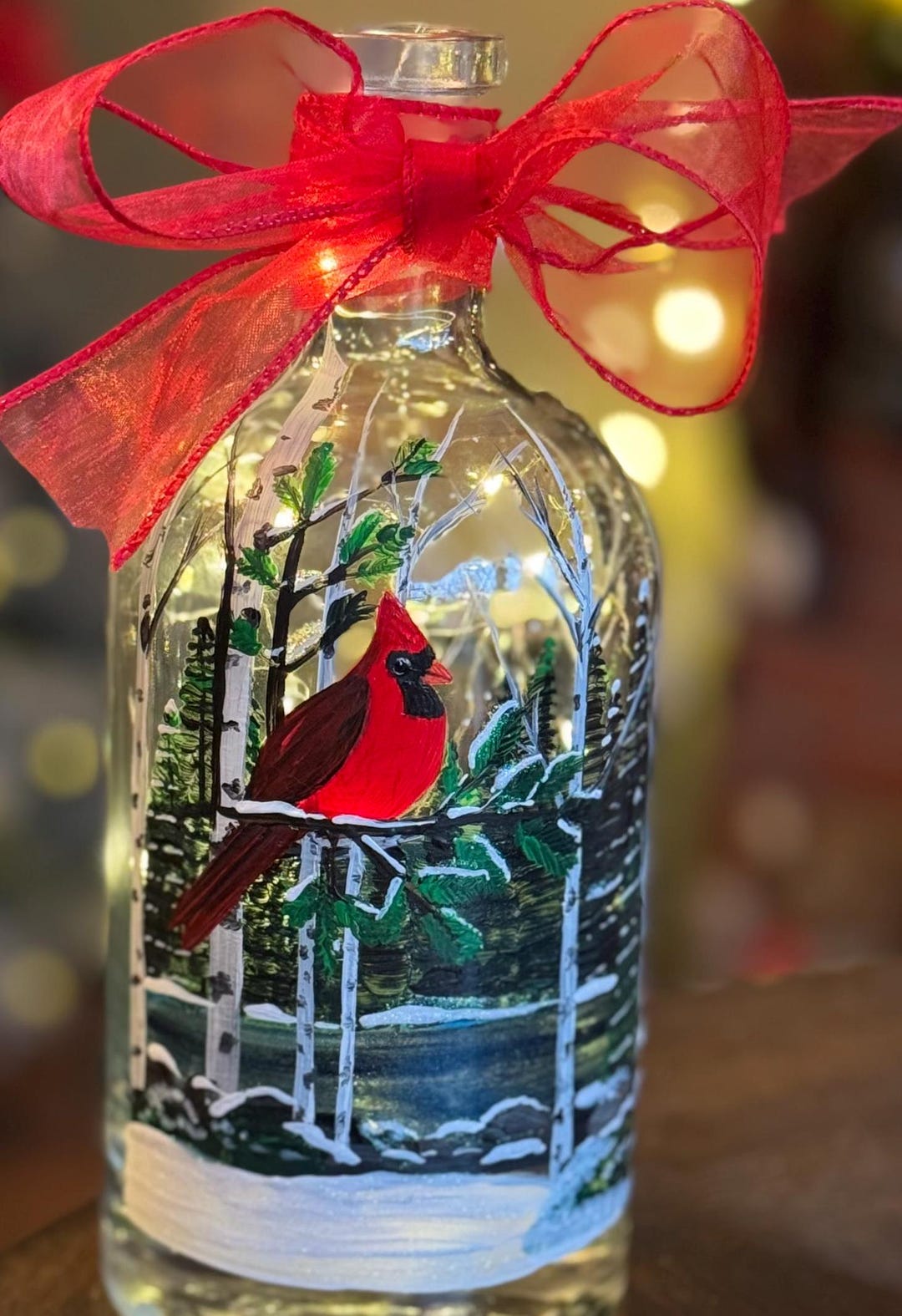 Red Cardinal, Beautiful Painted Cardinal, Cardinal Bottle Accented With ...