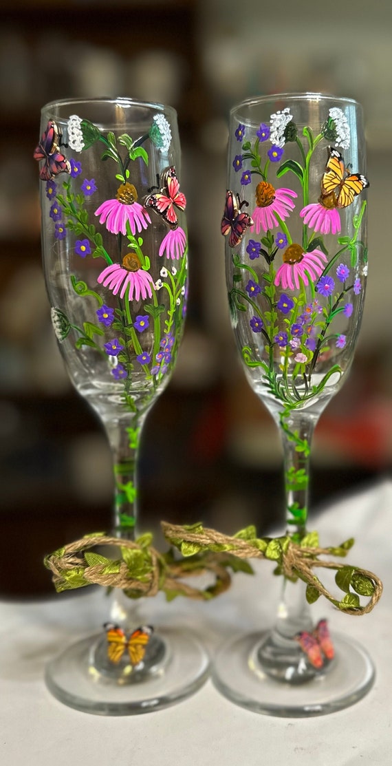 Hand painted champagne glasses store