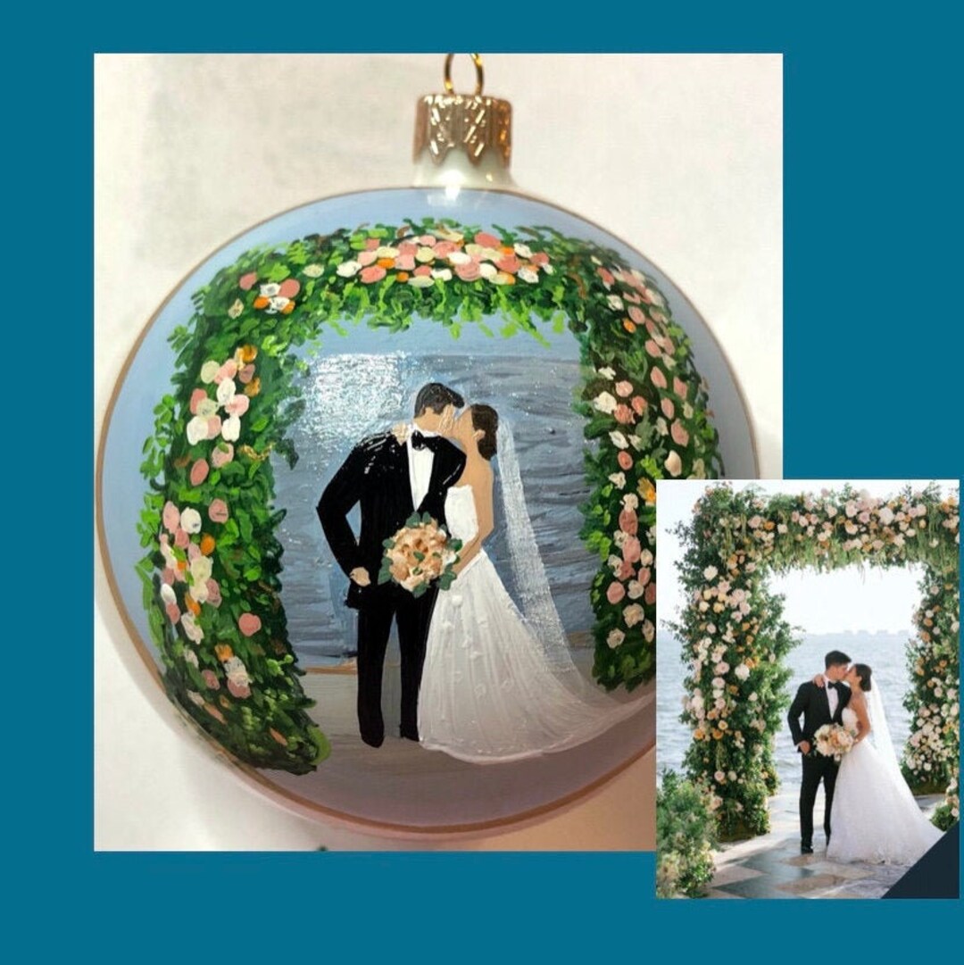 Custom Wedding CHRISTMAS Ornament, Wedding Portrait Ornament, Custom ...