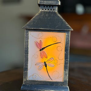 Dragonfly Lamp, Battery Operated Dragonfly Lantern, Painted Dragonflies ...