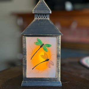 Dragonfly Lamp, Battery Operated Dragonfly Lantern, Painted Dragonflies ...
