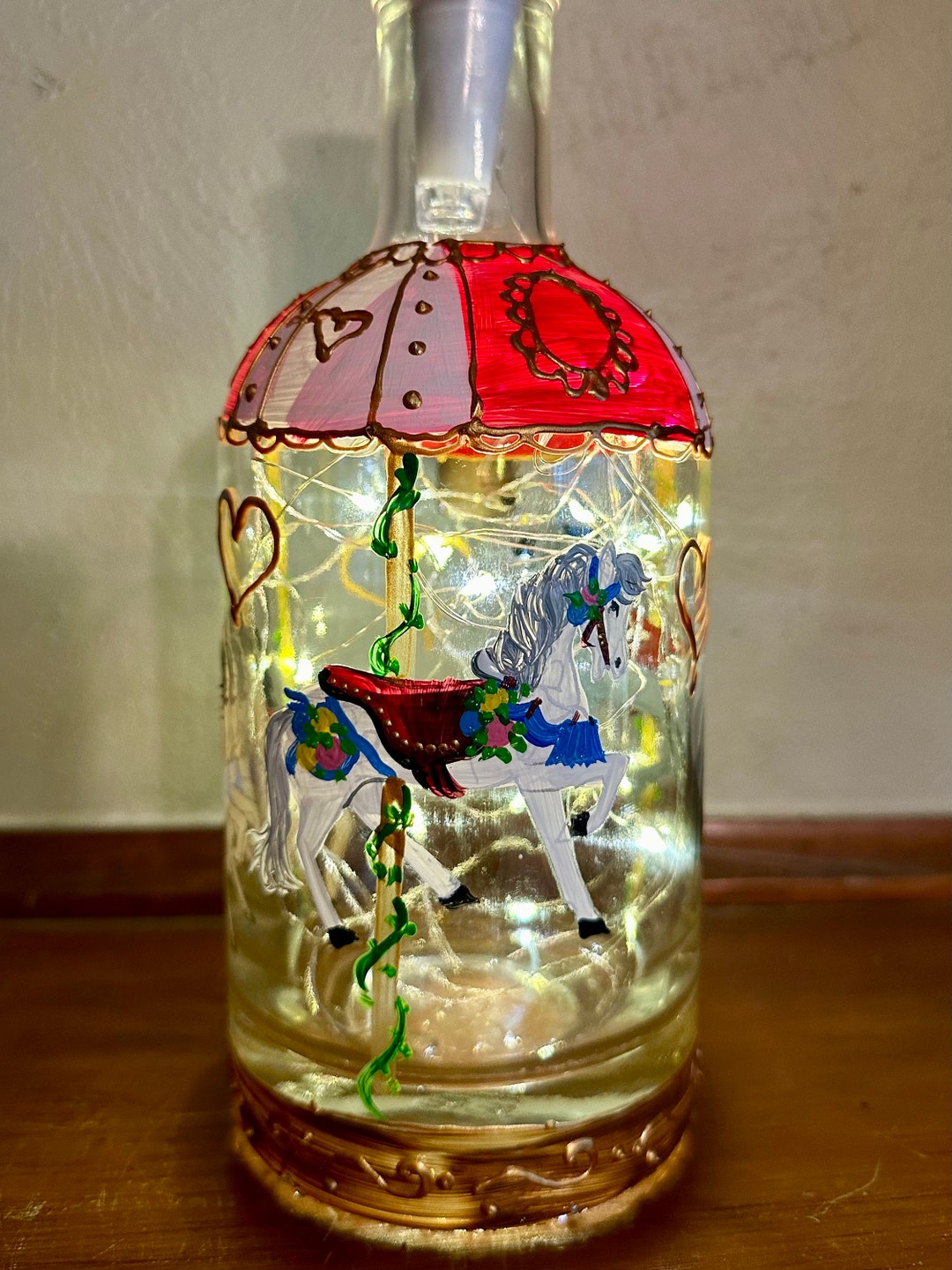Carousel, Painted Carousel Bottle, Carousel Horses, Carousel Bottle ...