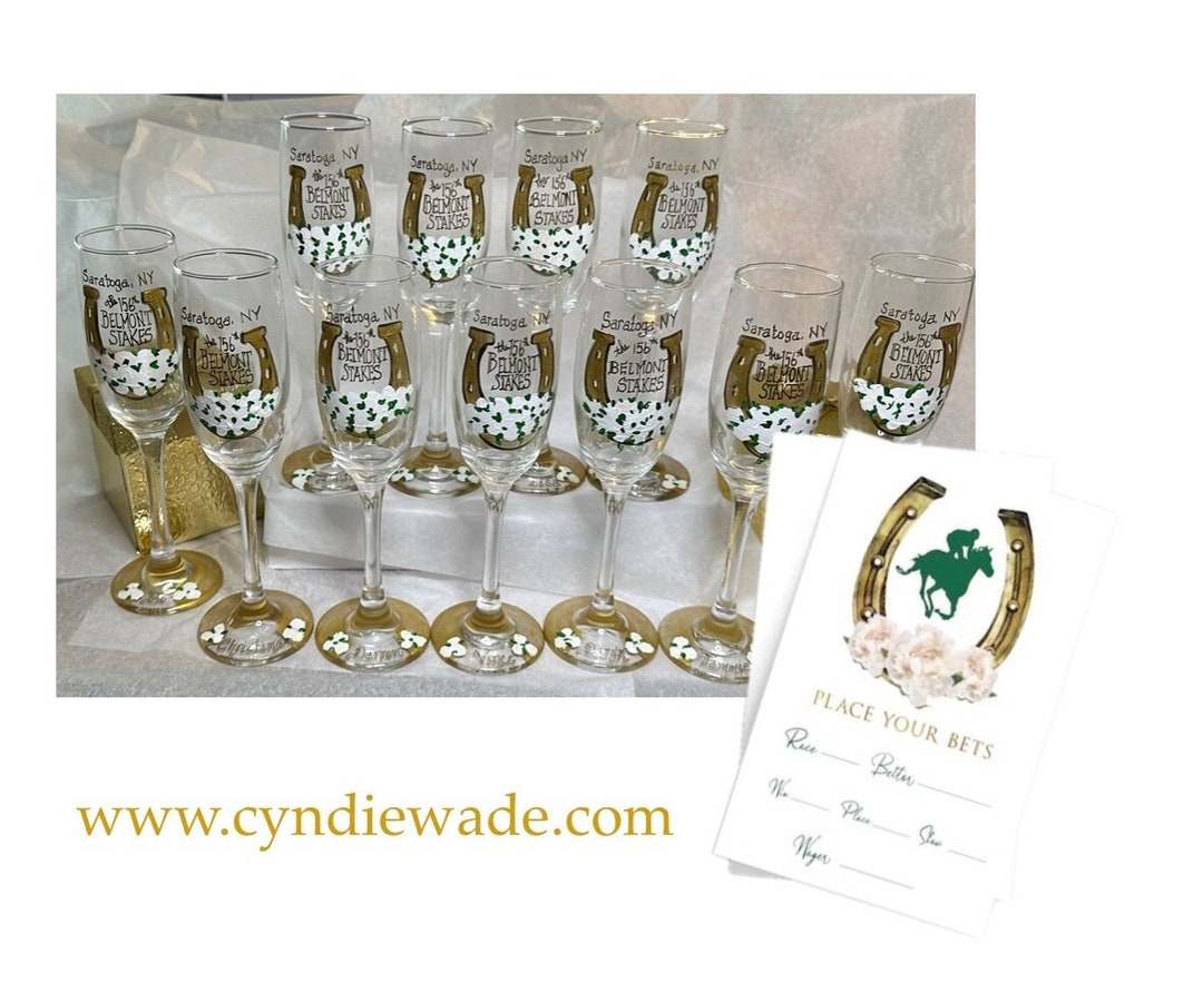 Belmont Stakes Champagne Flutes, Custom, Belmont Horse Racing Saratoga ...