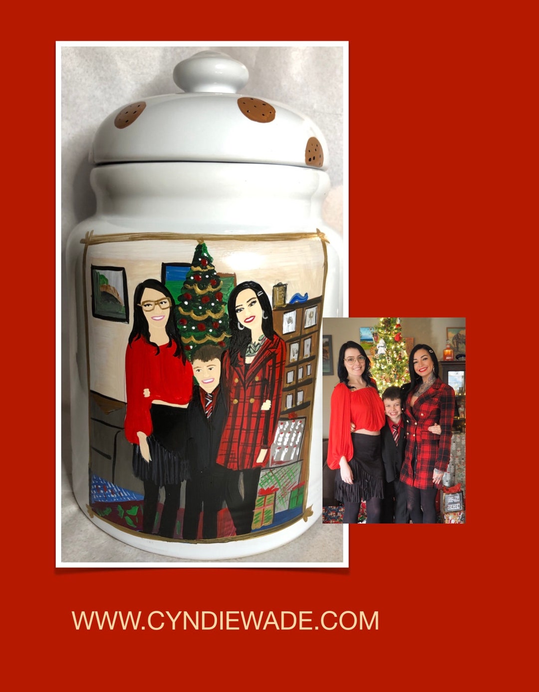 Family Portrait Cookie Jar, Custom Painted Cookie Jar, Gift Painted ...