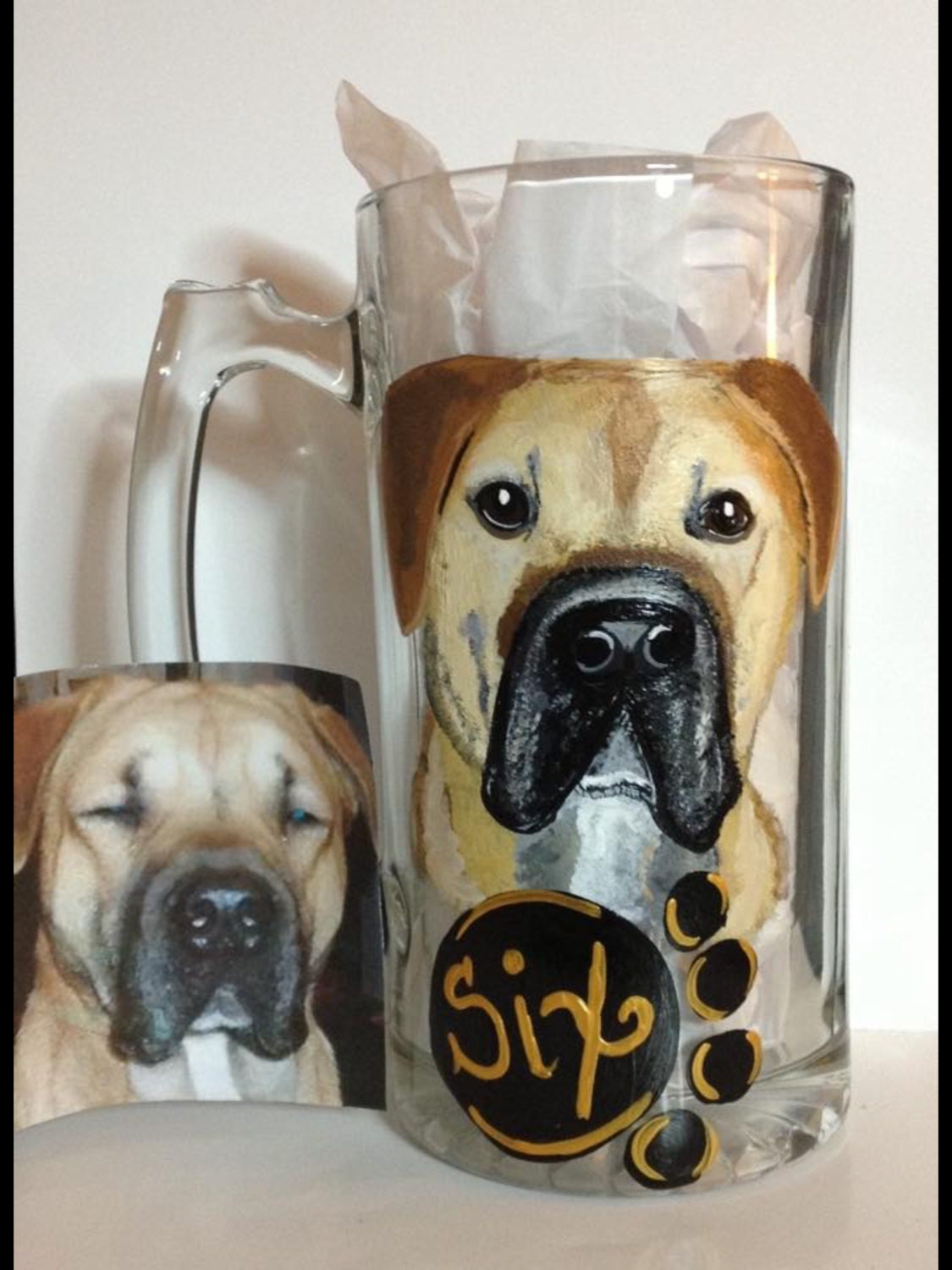Custom Painted Dog Beer Mug Dog Portrait Custom Painted Dog Beer Mug - Etsy