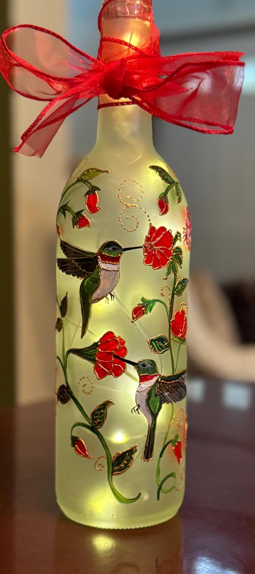 Beautiful Hand Painted Hummingbirds With Gold Filagree Liner ...