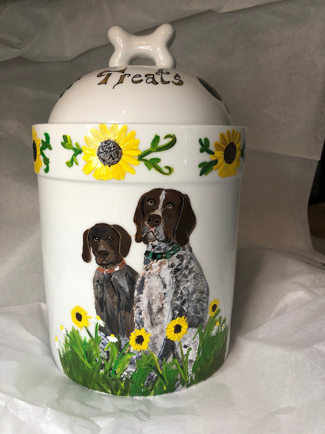 Dog Treat Jar, Dog Treat Canister, Custom Treat Jar, Painted Dog Bone ...