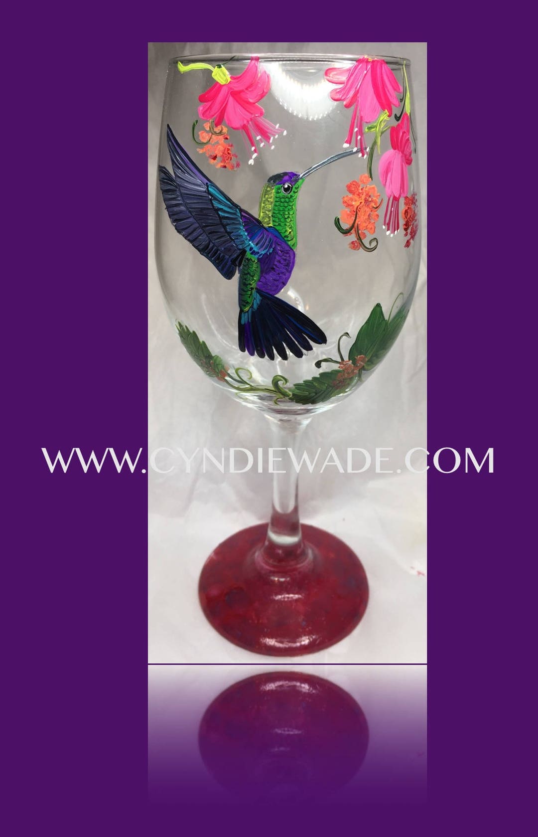 Hummingbird Wine Glass Hand Paintec - Etsy