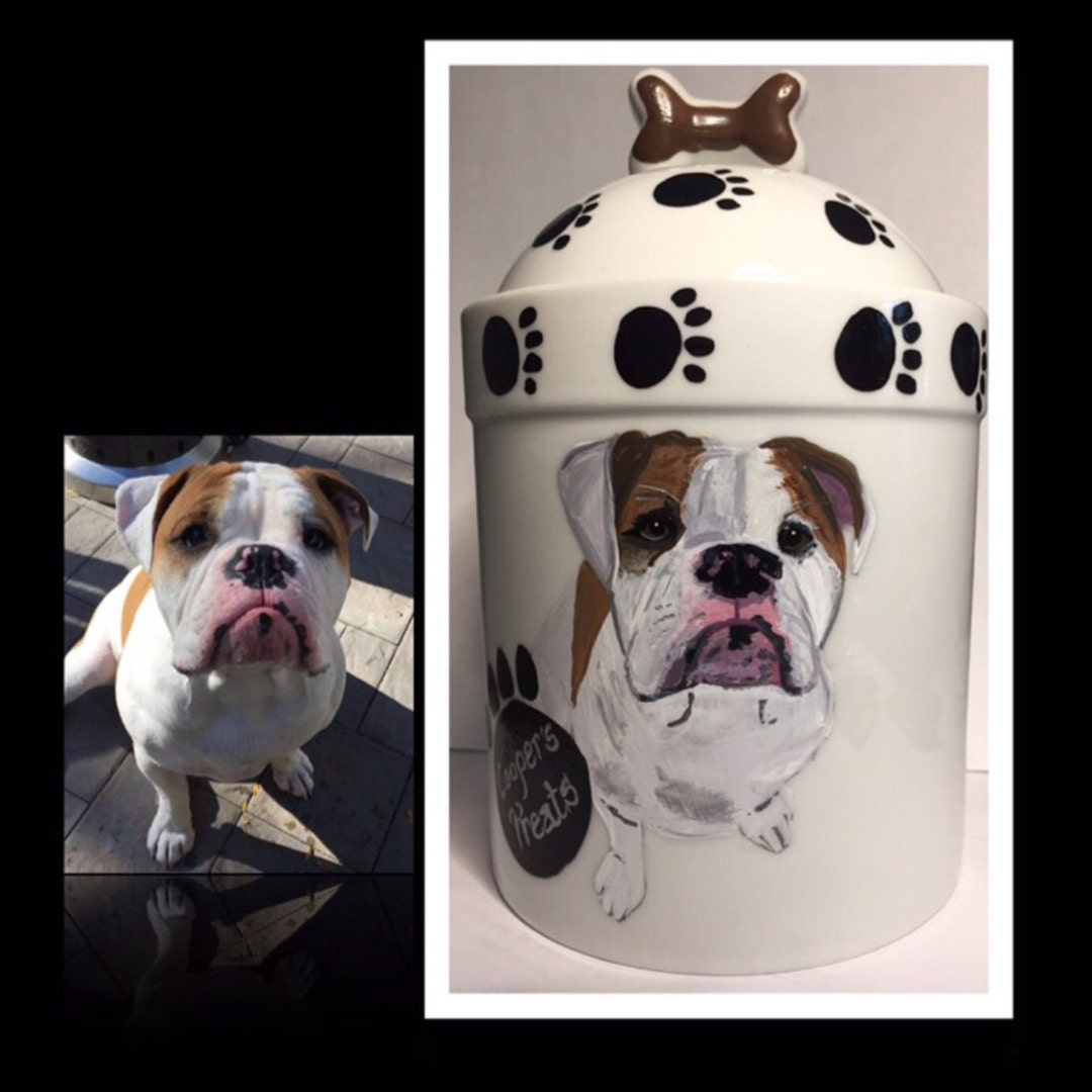 Dog Treat Jar Canister, Custom Treat Jar, Painted Dog Bone Jar, Dog ...