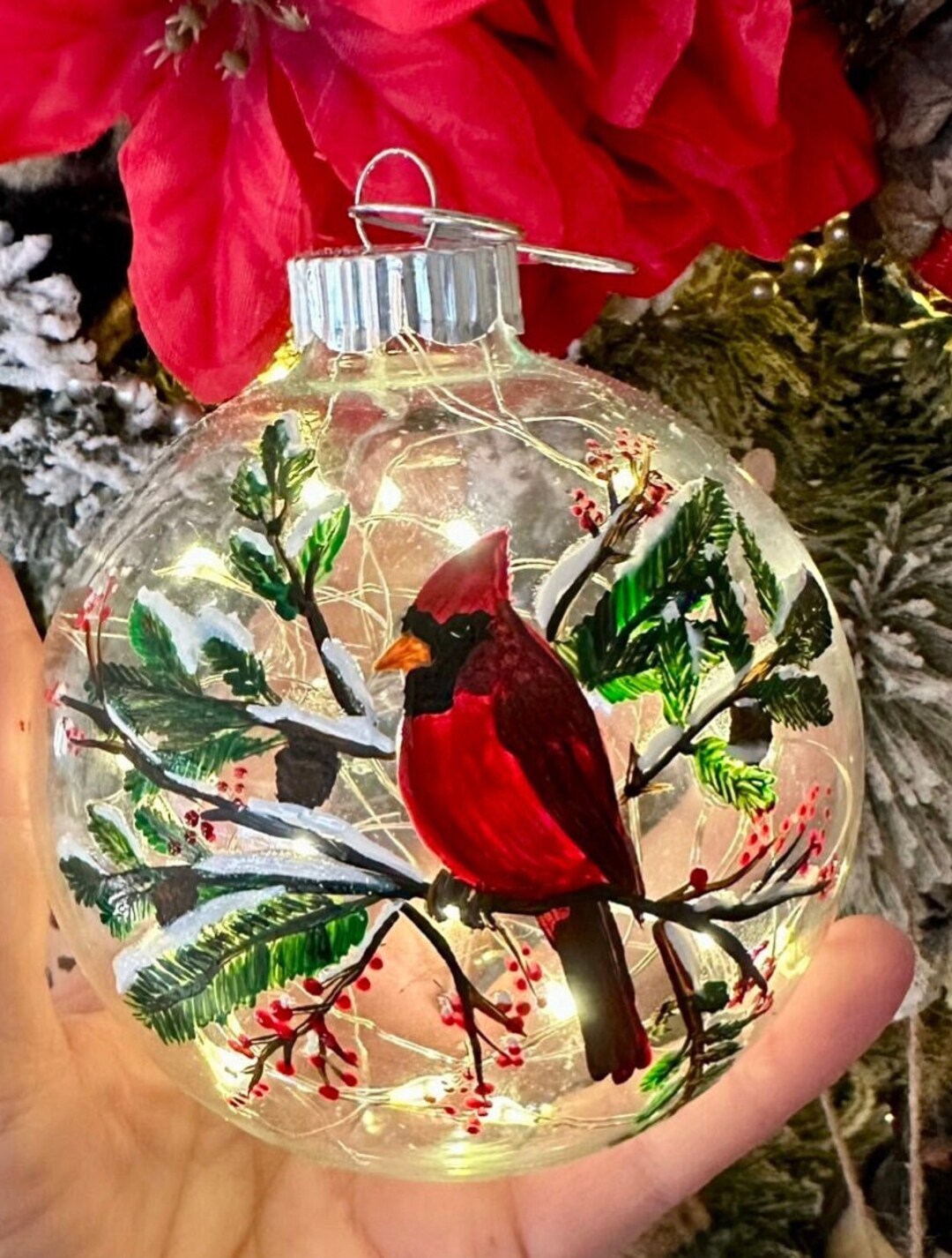 Painted Cardinal, Beautiful Cardinals, Led Lights, Painted Light ...