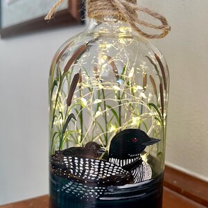 Hand Painted Bottle, Lighted Bottle, Loon Hand Painted, Loon ...